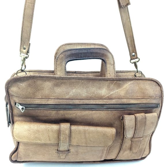 Vintage | Bags | Vintage Leather Briefcase With Detachable Shoulder ...